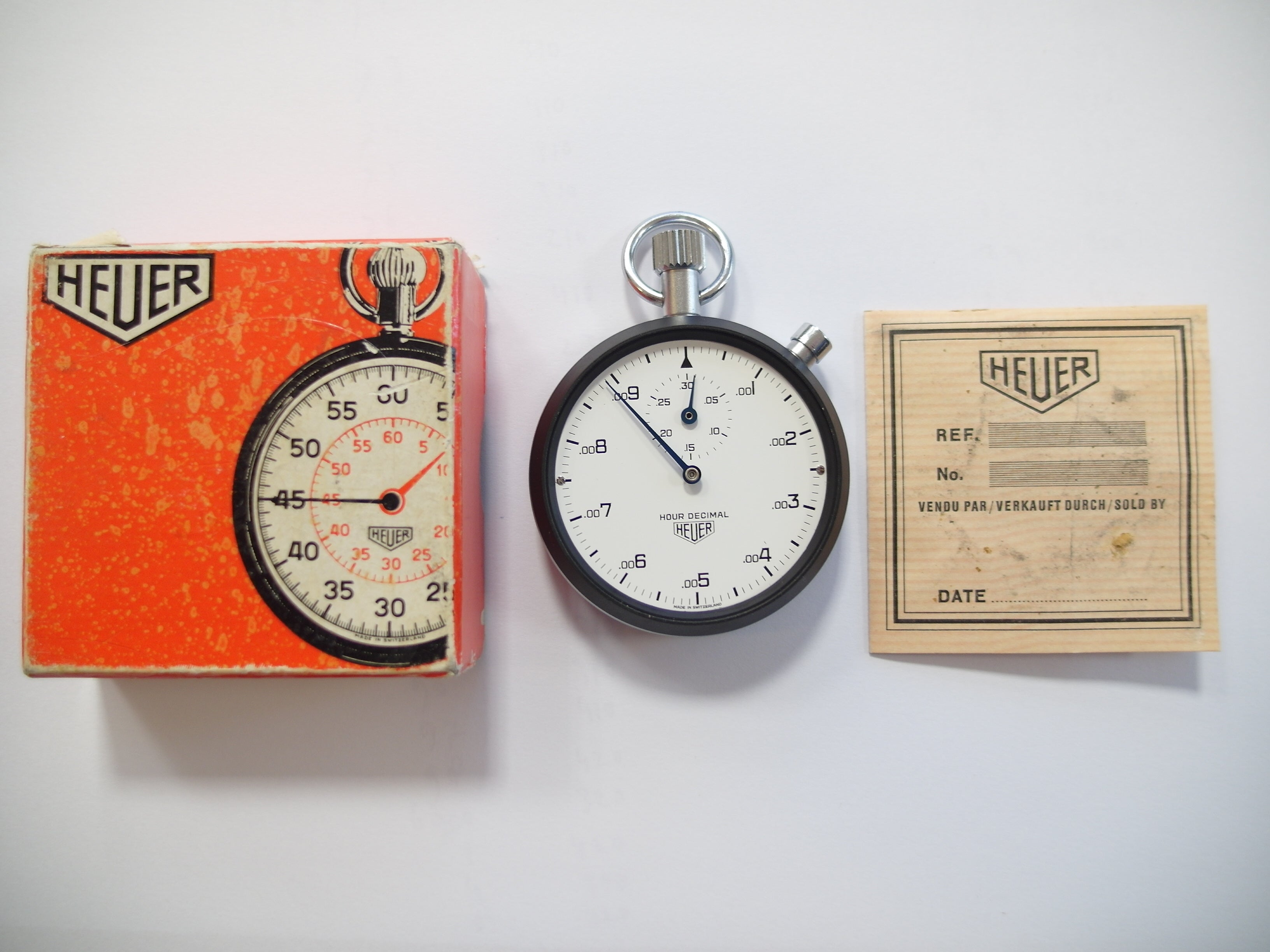 Heuer Hour Decimal cal. 7700 Box Papers stopwatch timer ref 918 ...
