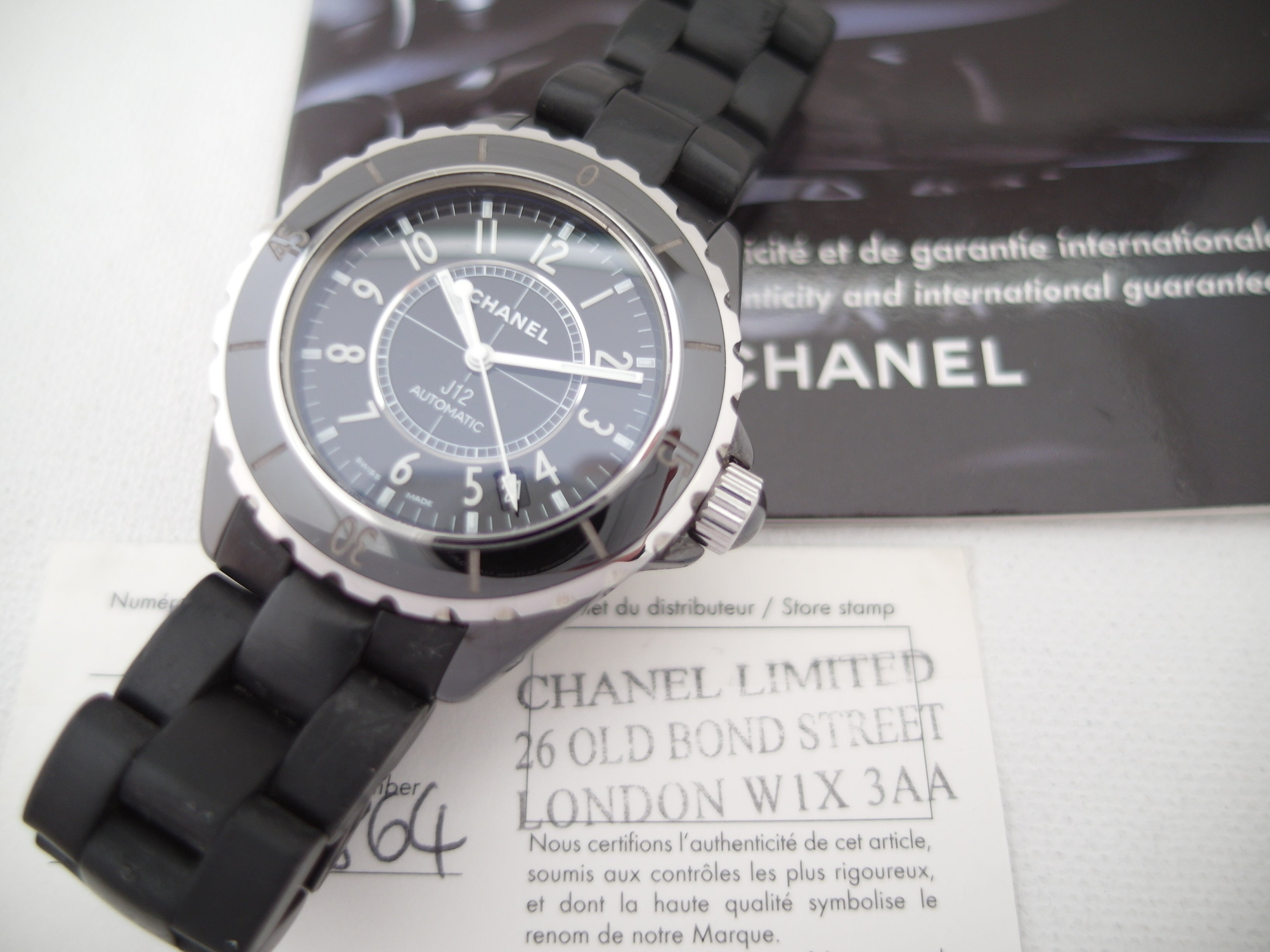 Chanel J12 (full set: papers, box) Automatic Black Ceramic 38 mm H0684 ...